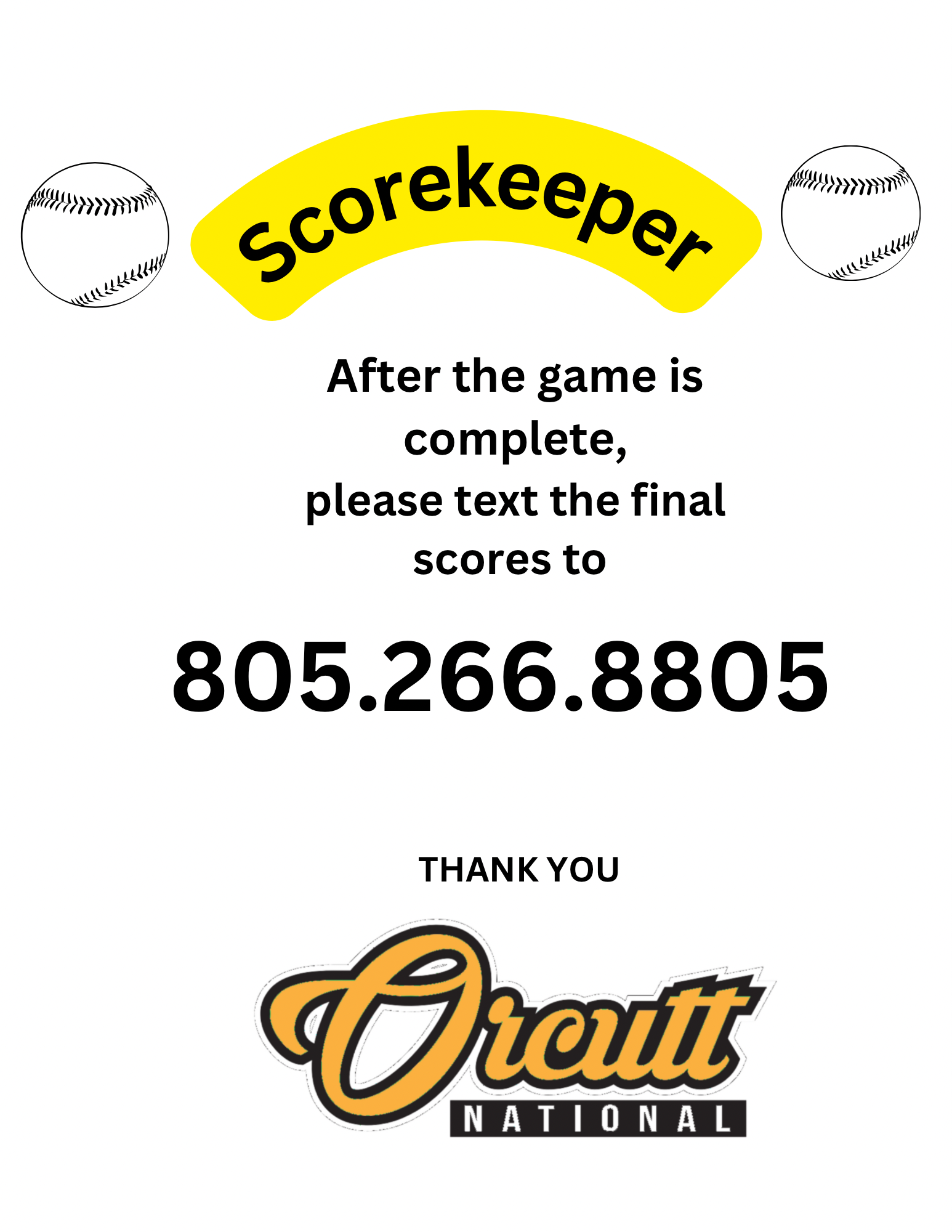 Score Keeping : Orcutt National Little League