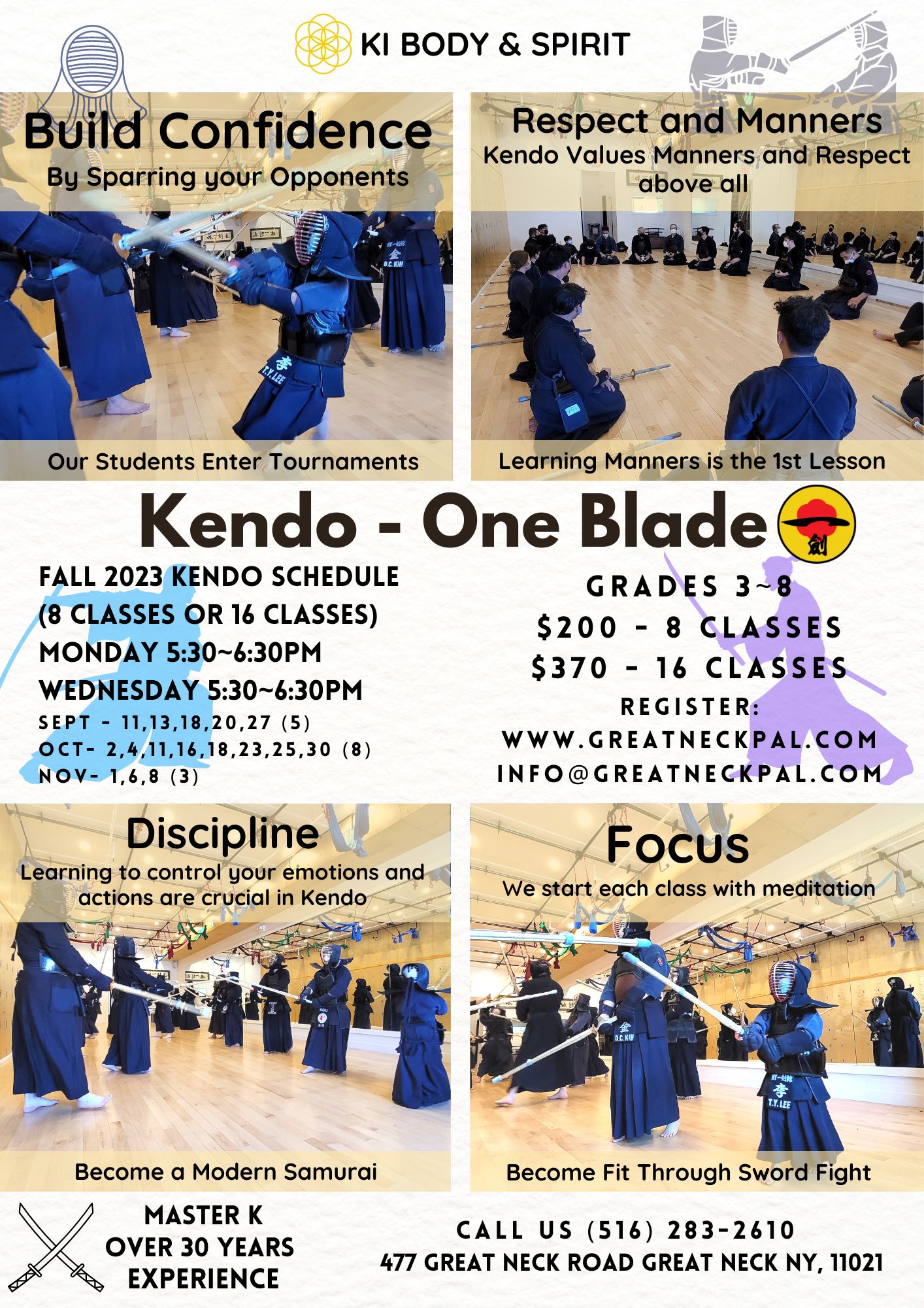 2023 FALL KENDO Grades K to 8th • 8 CLASS PROGRAM : NCPAL Great Neck Unit
